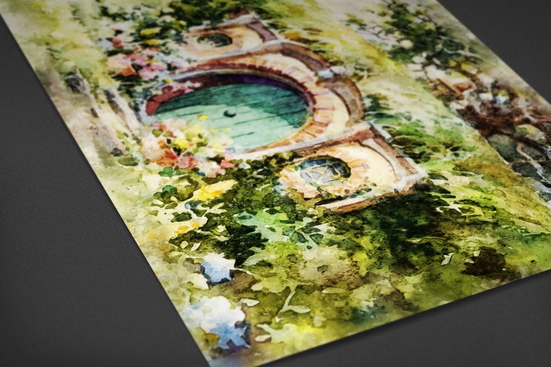 Bag End Inspired Watercolor Painting, Hobbit Hole Printable Wall Art ...