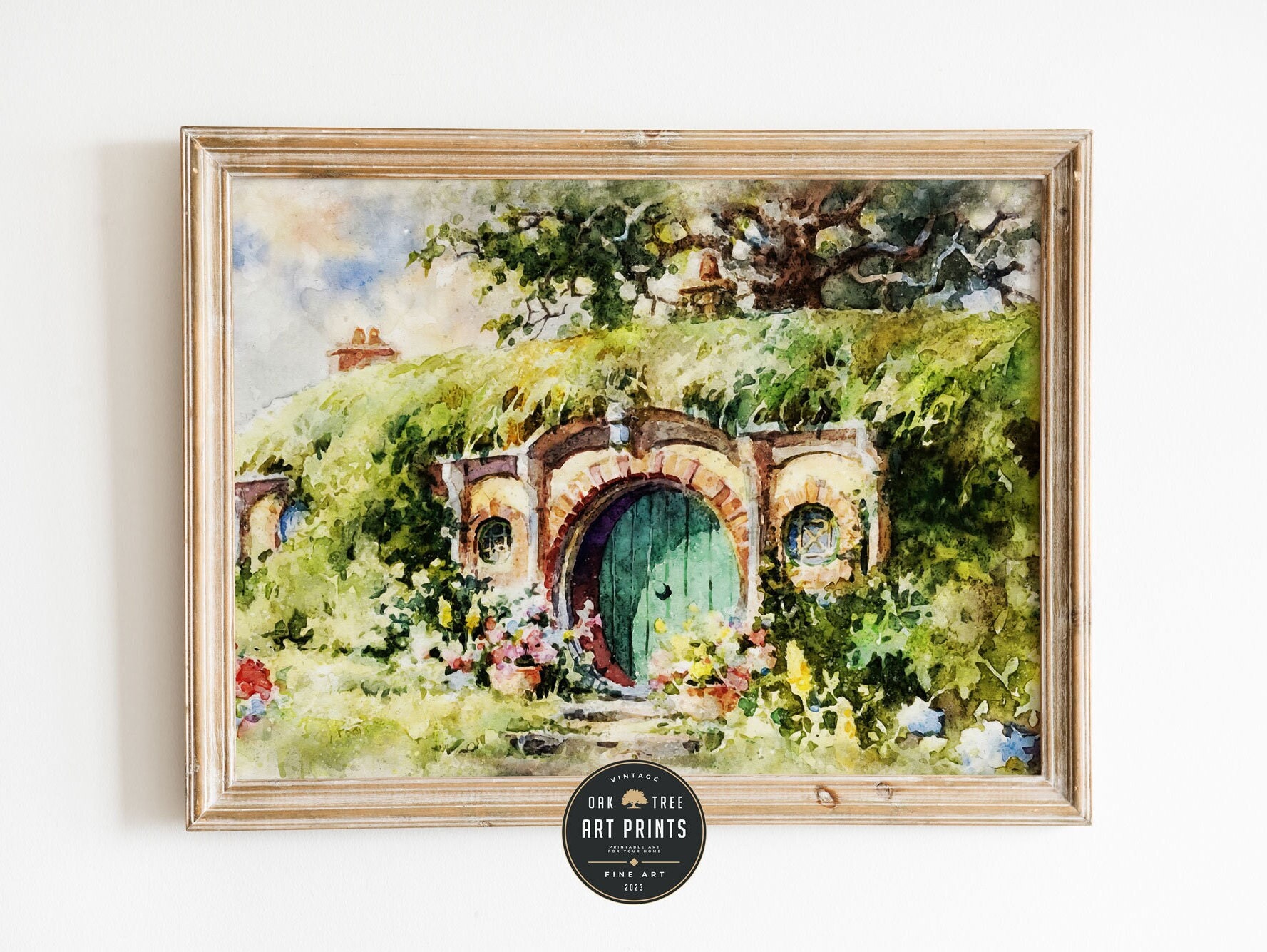 Bag End Inspired Watercolor Painting, Hobbit Hole Printable Wall Art ...