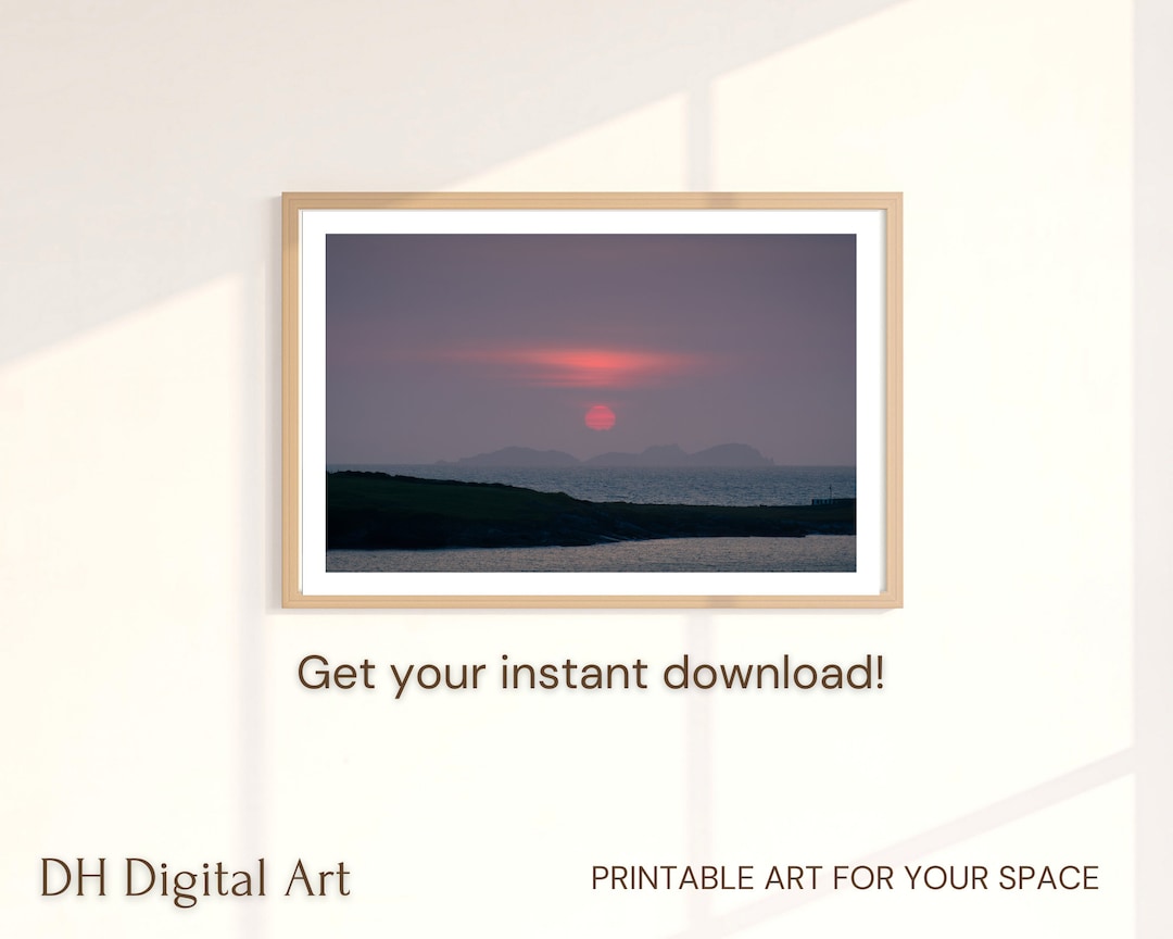 Skellig Island, Ireland Digital Print, Breathtaking Sunset Silhouette ...