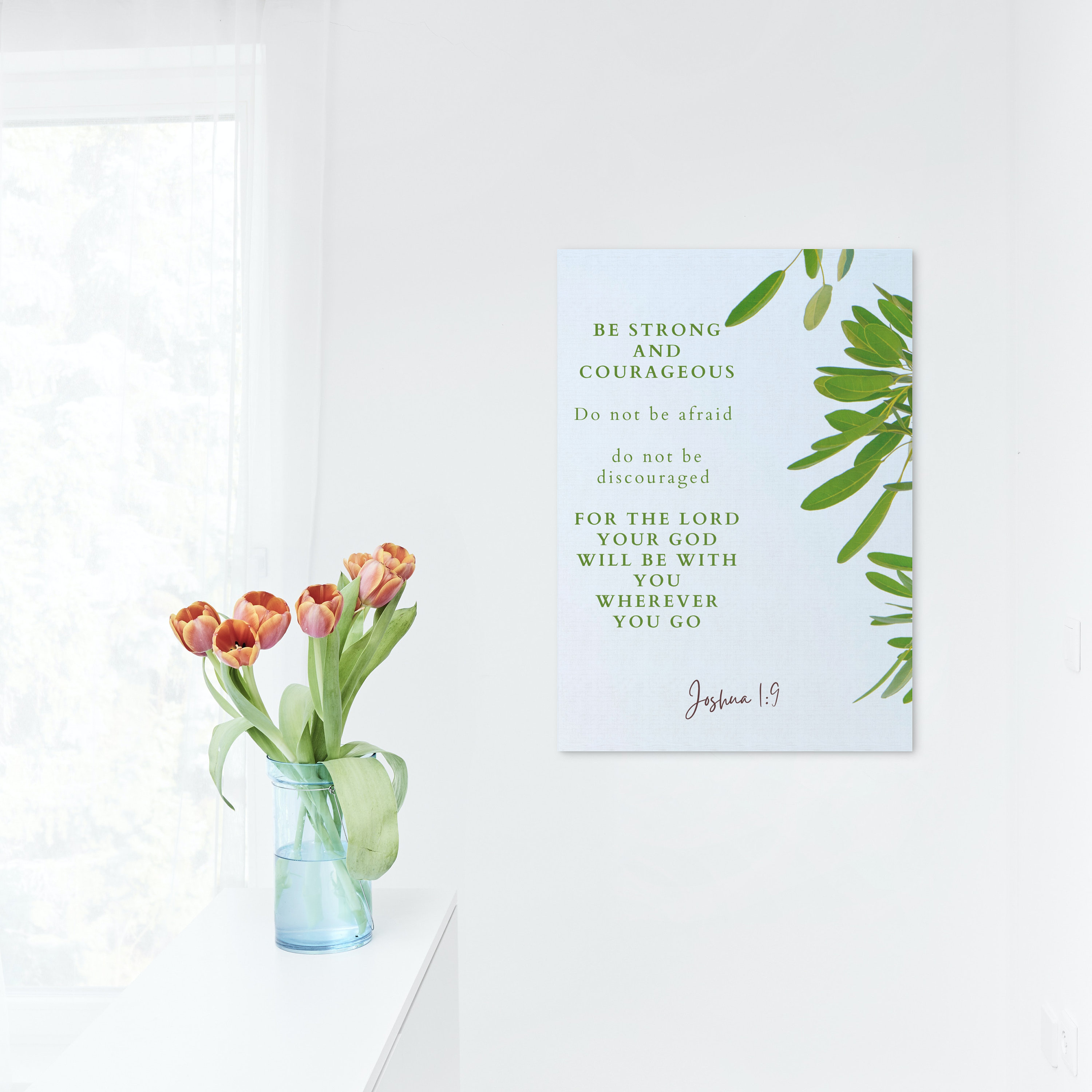 Christian Wall Art, Printable, Bible Verse, Joshua1:9, Scripture Wall ...