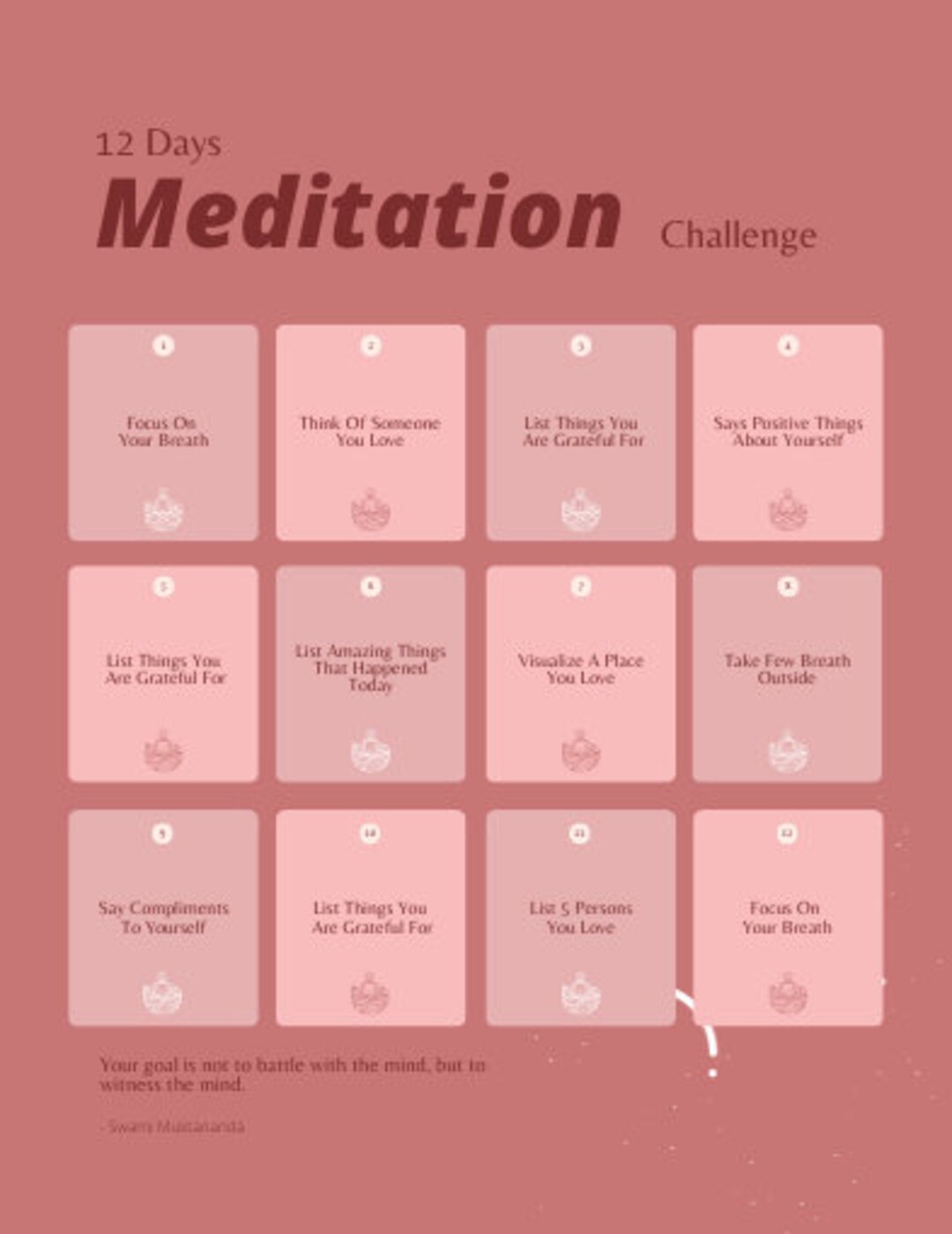 Printable Meditation Challenge - Etsy