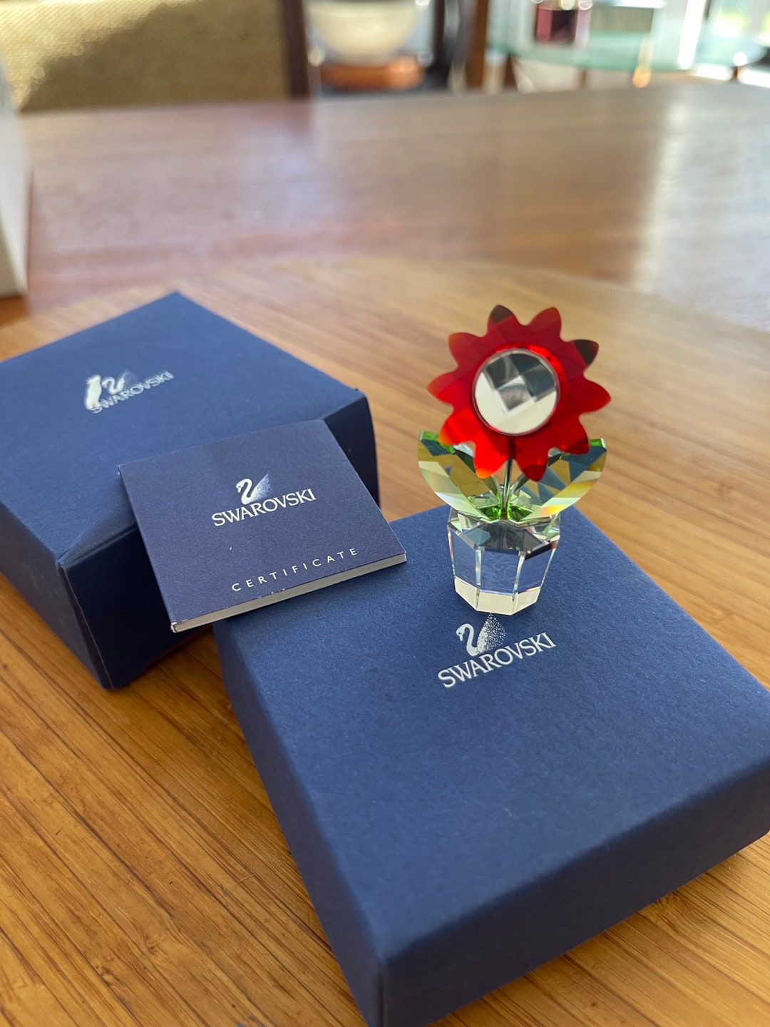 Vintage Swarovski Crystal | Red Flower - Etsy