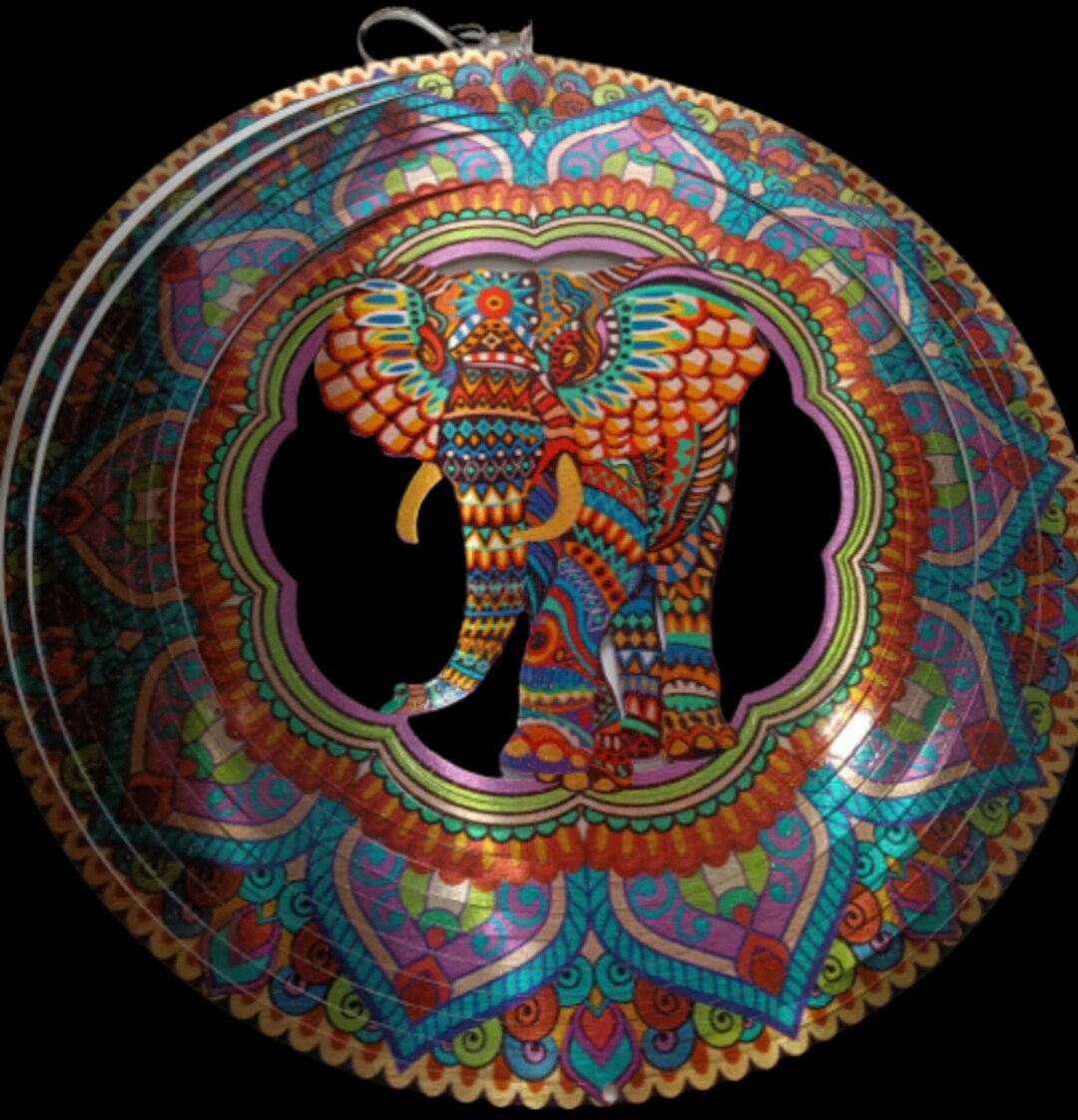 Elephant Mandala 12" Stainless Steel Wind Spinner - Etsy