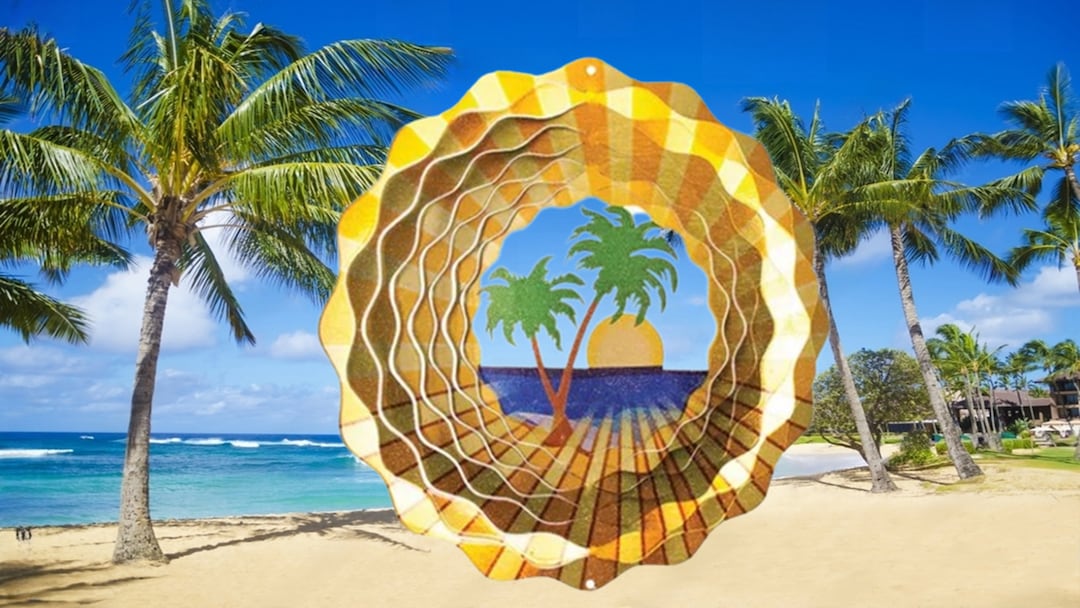 Palm Trees 12" Stainless Steel Wind Spinner - Etsy