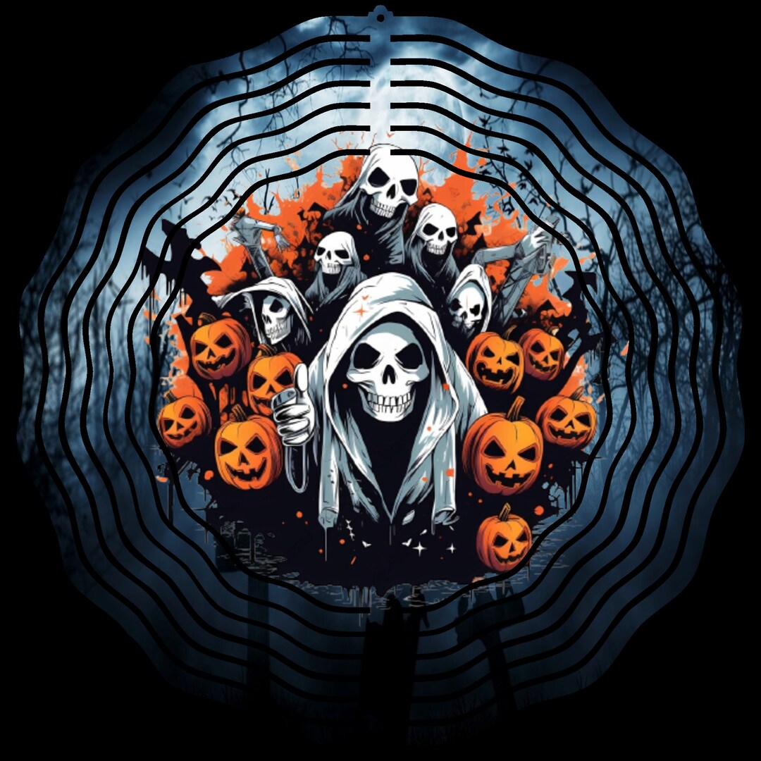 Halloween Grimm Reaper 10" Wind Spinner - Etsy