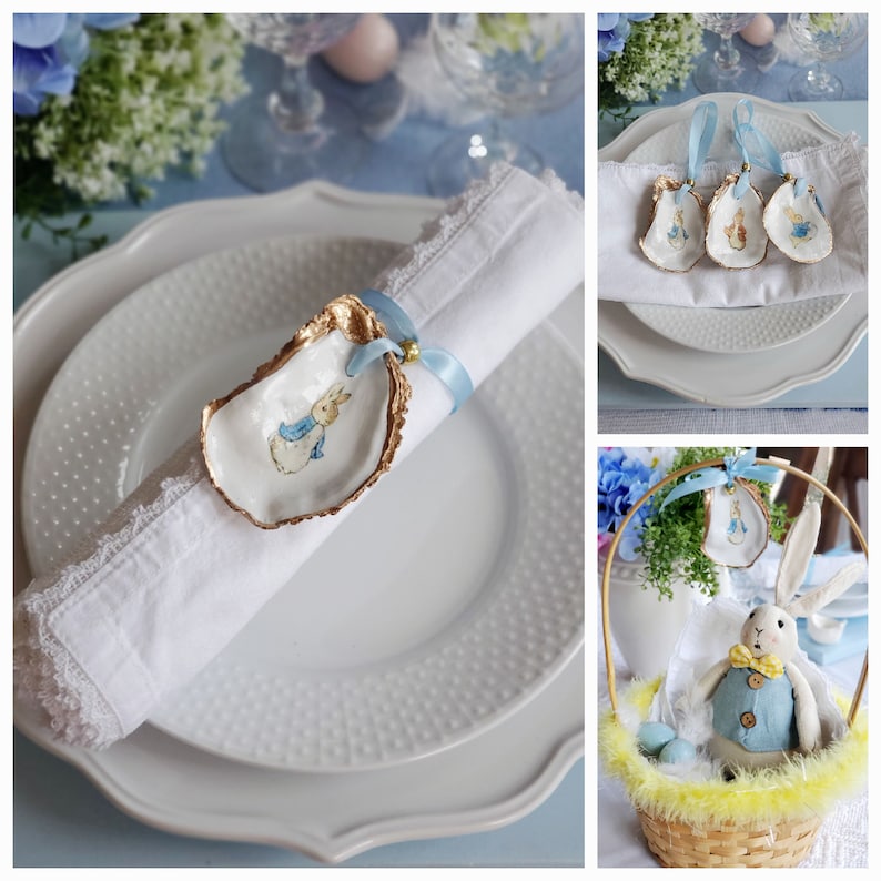 Set of 6 Peter Rabbit Easter Ornaments, Peter Rabbit Napkin Rings ...