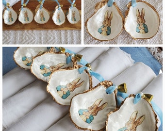 Set of 2 Peter Rabbit Oyster Ornaments/ Napkin Rings - Etsy