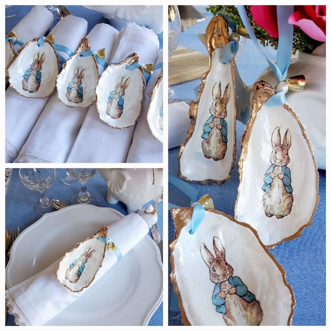 Set of 2, Peter Rabbit Oyster Ornaments/ Napkin Rings - Etsy