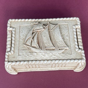 1940’s Syroco Wooden Maritime Box With Lid - Trinket or Jewelry Holder ...