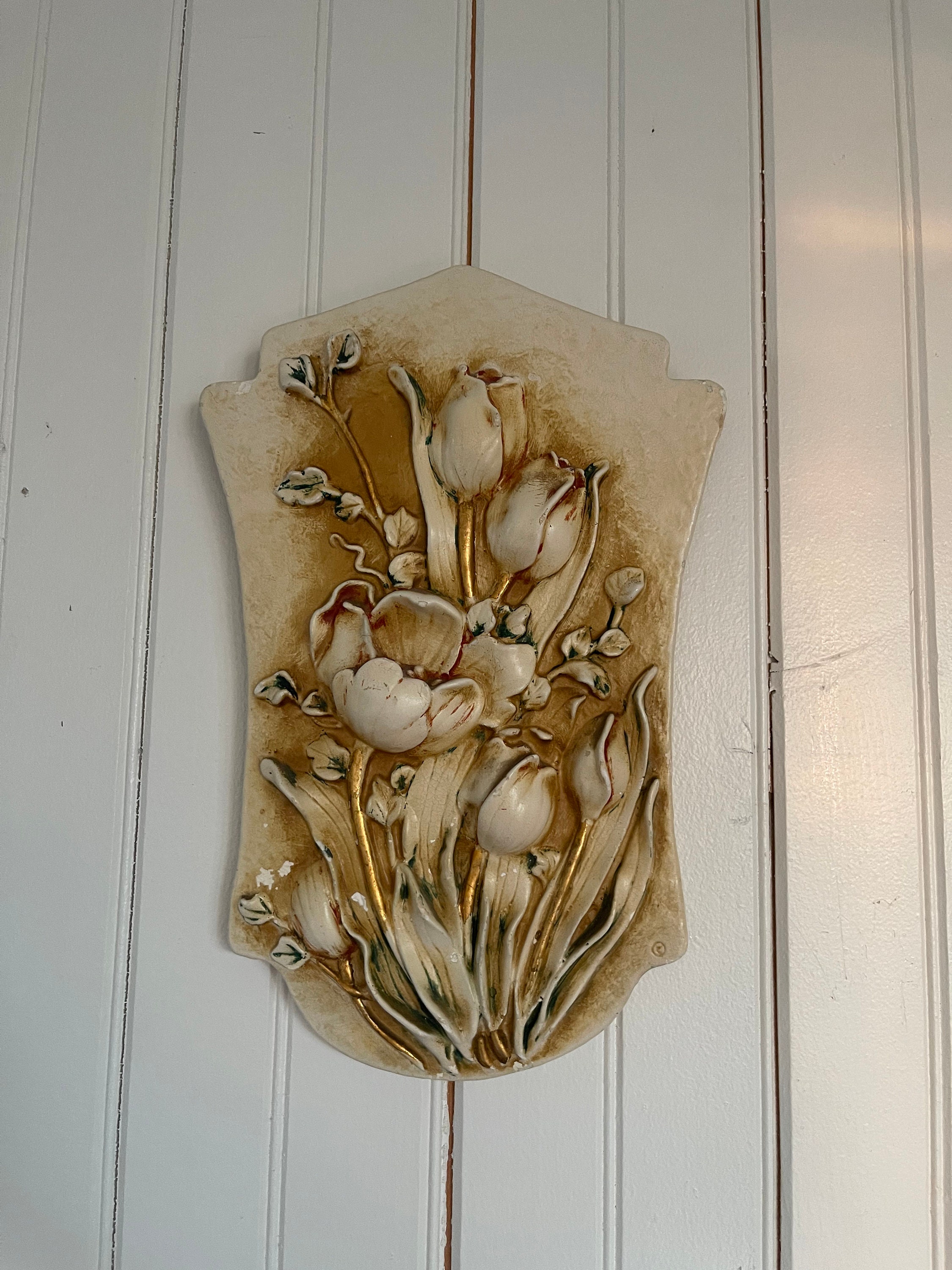 Antique Plaster Plaque Painted Floral Motif - Etsy