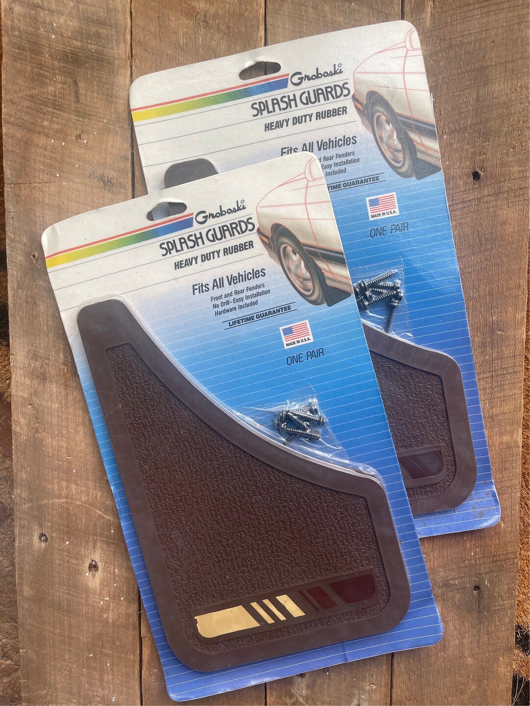 Pair of Groboski Splash Guards - Brown Heavy Duty Rubber - Fits All ...