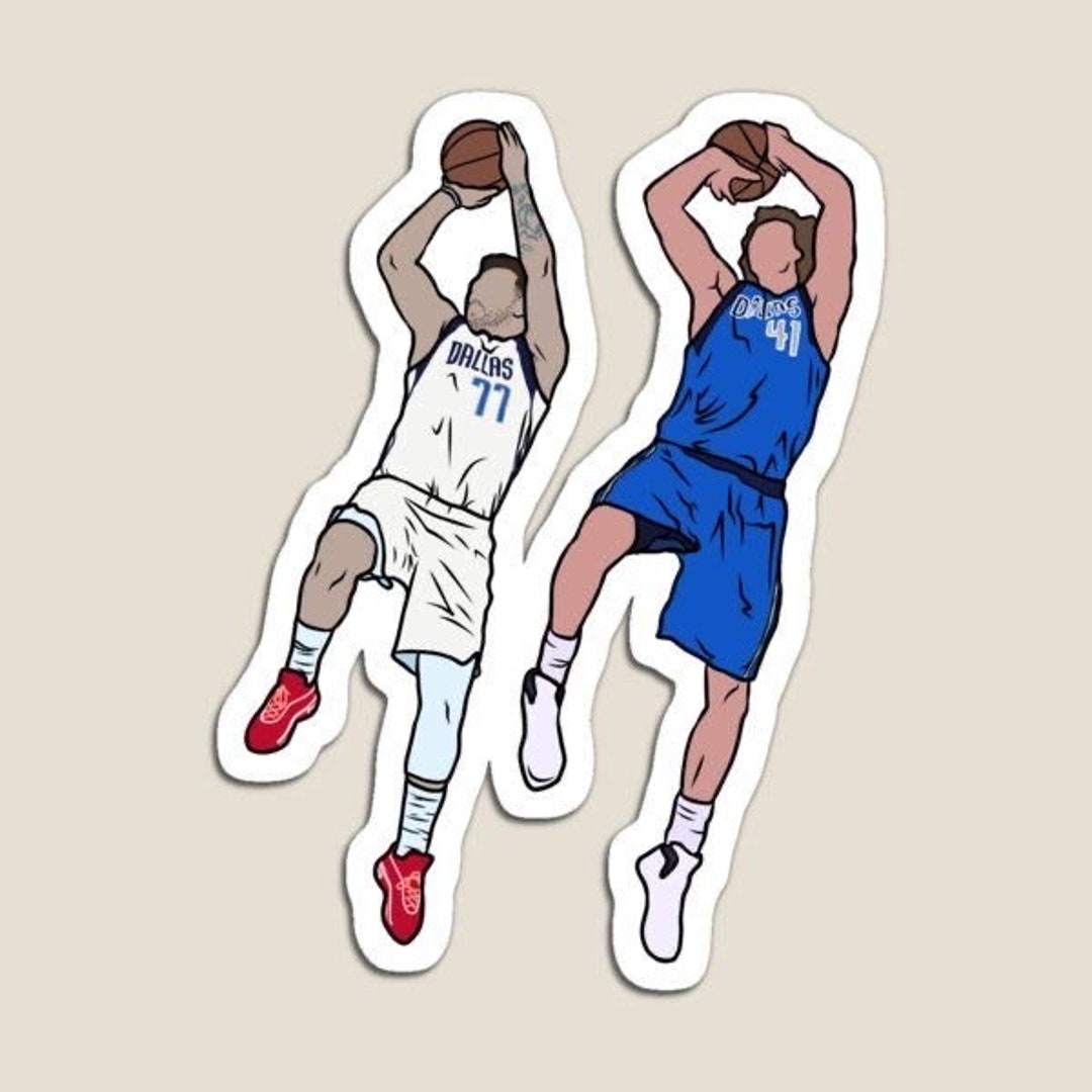 Luka Doncic & Dirk Nowitzki Fade Away Glossy Sticker 3, Water Resistant ...