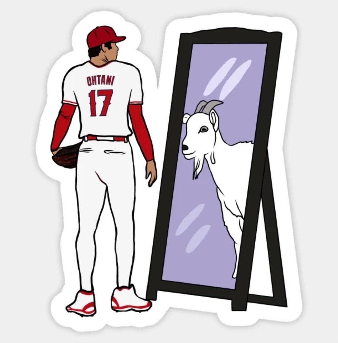 Shohei Ohtani Mirror GOAT Glossy Sticker 3, Water Resistant Laptop and ...