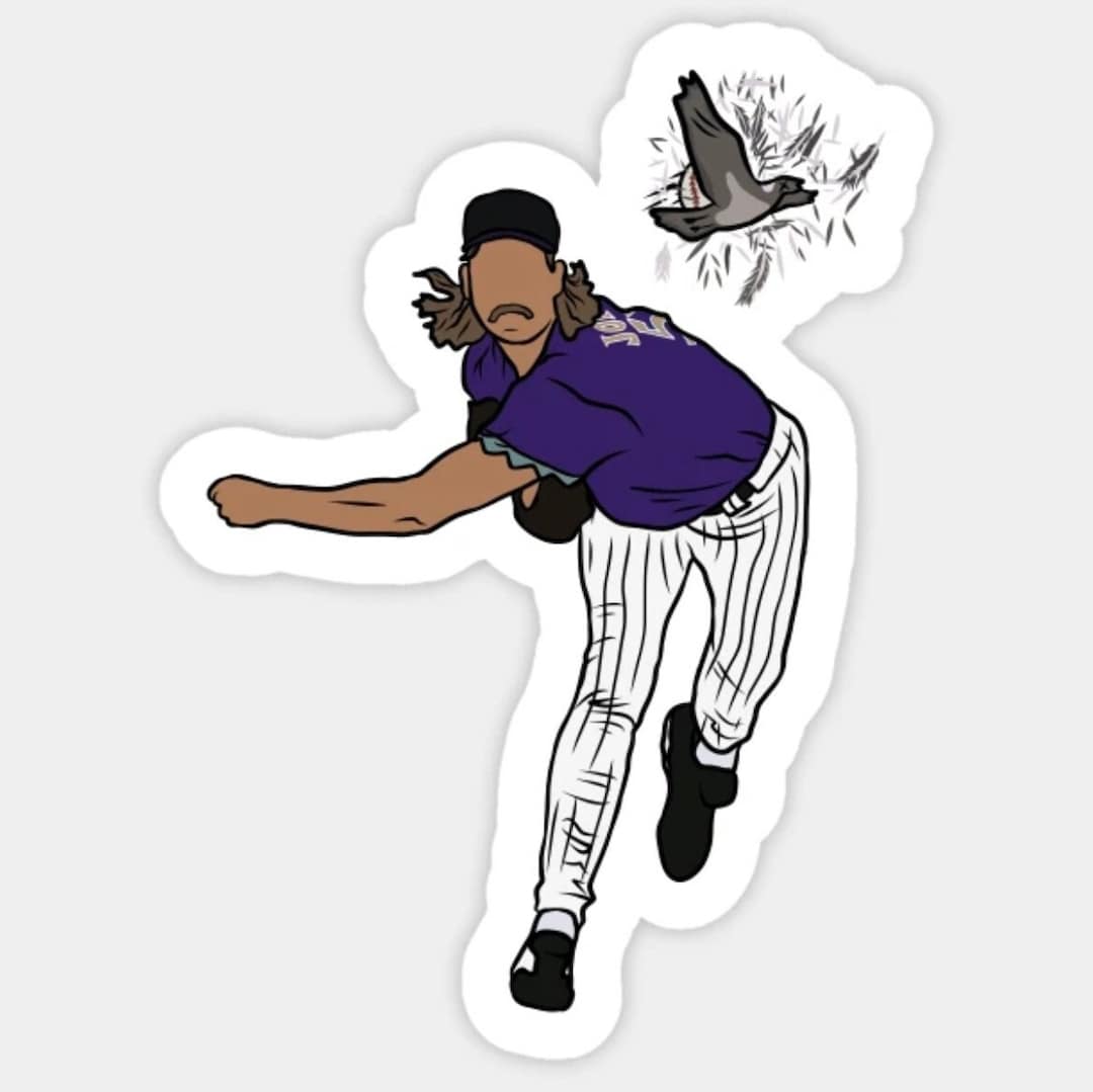 Randy Johnson Hits a Bird Glossy Sticker 3, Water Resistant Laptop and ...