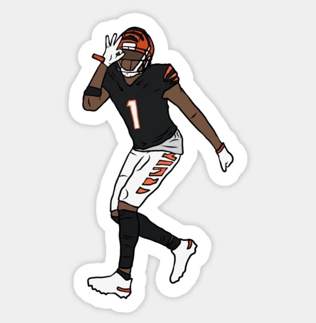 Jamarr Chase Griddy Celebration Glossy Sticker 3, Water Resistant ...