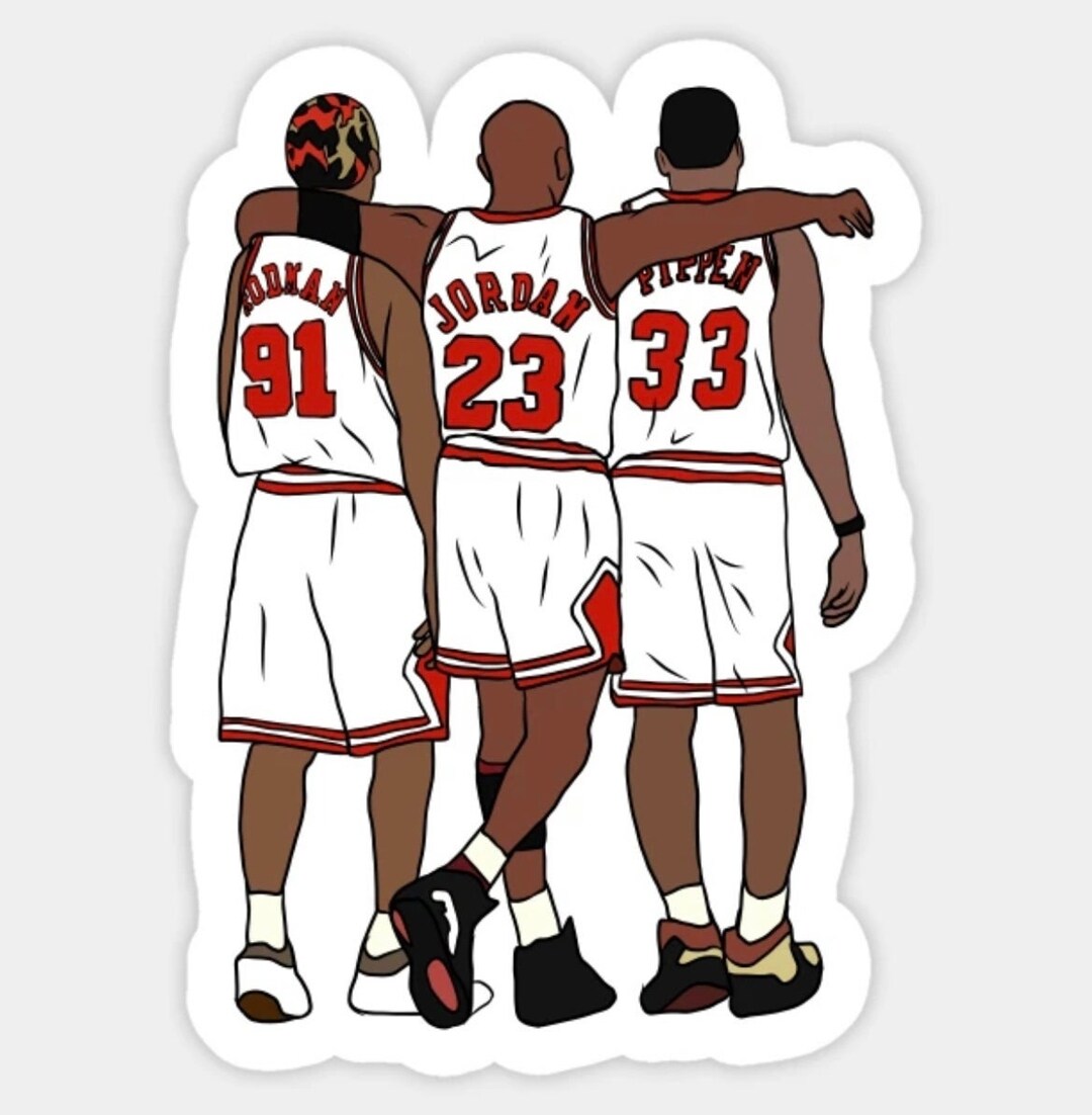 Dennis Rodman, Michael Jordan, Scottie Pippen Sticker 3, Water ...