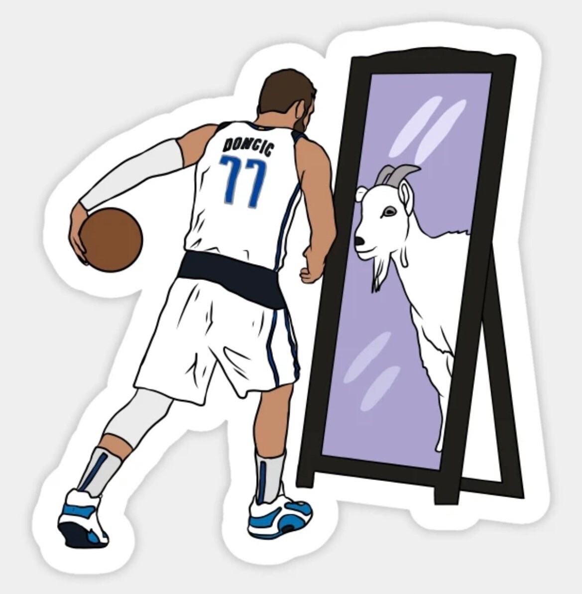 Luka Doncic Mirror GOAT Glossy Sticker 3 Water Resistant - Etsy