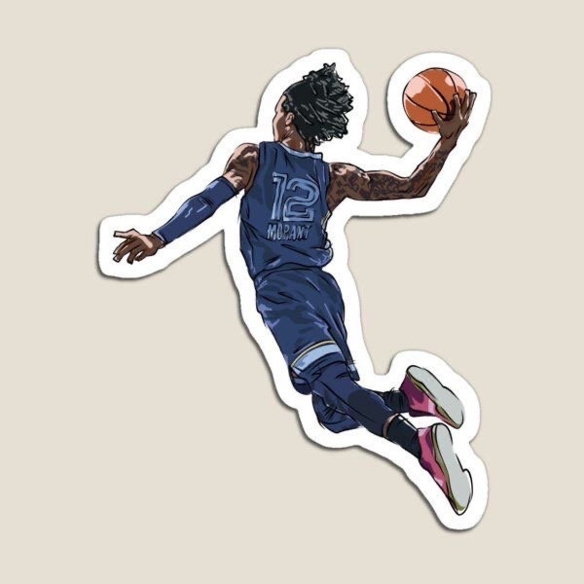 Ja Morant Dunk Sketch Glossy Sticker 3, Water Resistant Laptop and ...