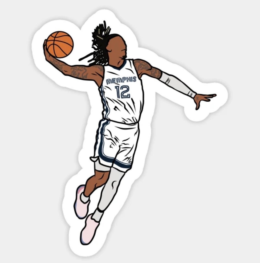 Ja Morant Dunk Glossy Sticker 3, Water Resistant Laptop and Phone Decal ...