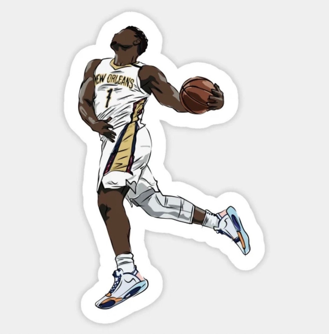 Zion Williamson Windmill Sketch Glossy Sticker 3, Water Resistant ...