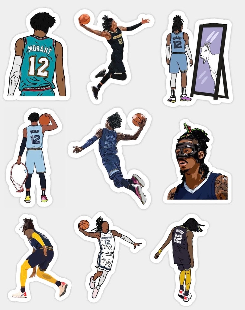Ja Morant Glossy Sticker Pack Sheet of 9 Stickers 3 Each - Etsy