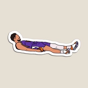 Devin Booker Laying Down Celebration Glossy Sticker 3, Water Resistant ...