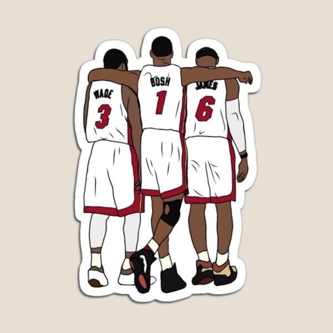 Dwyane Wade, Lebron James & Chris Bosh Glossy Sticker 3, Water ...