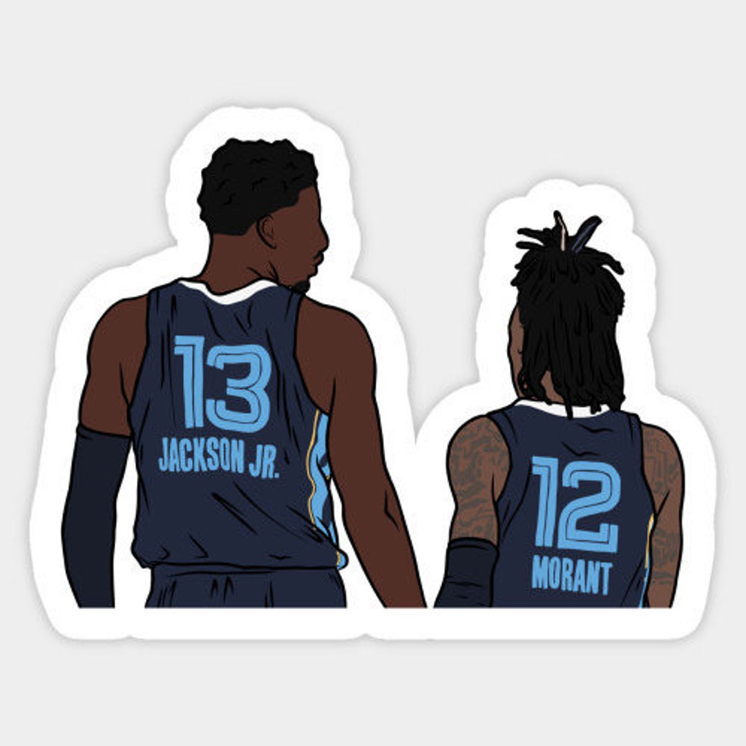 Jaren Jackson Jr and Ja Morant Glossy Sticker 3, Water Resistant Laptop ...