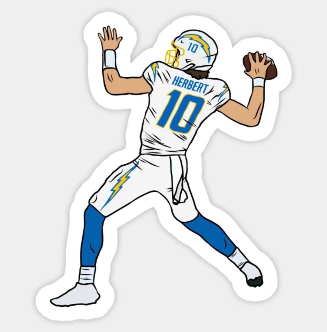 Justin Herbert Glossy Sticker 3, Water Resistant Laptop and Phone Decal ...