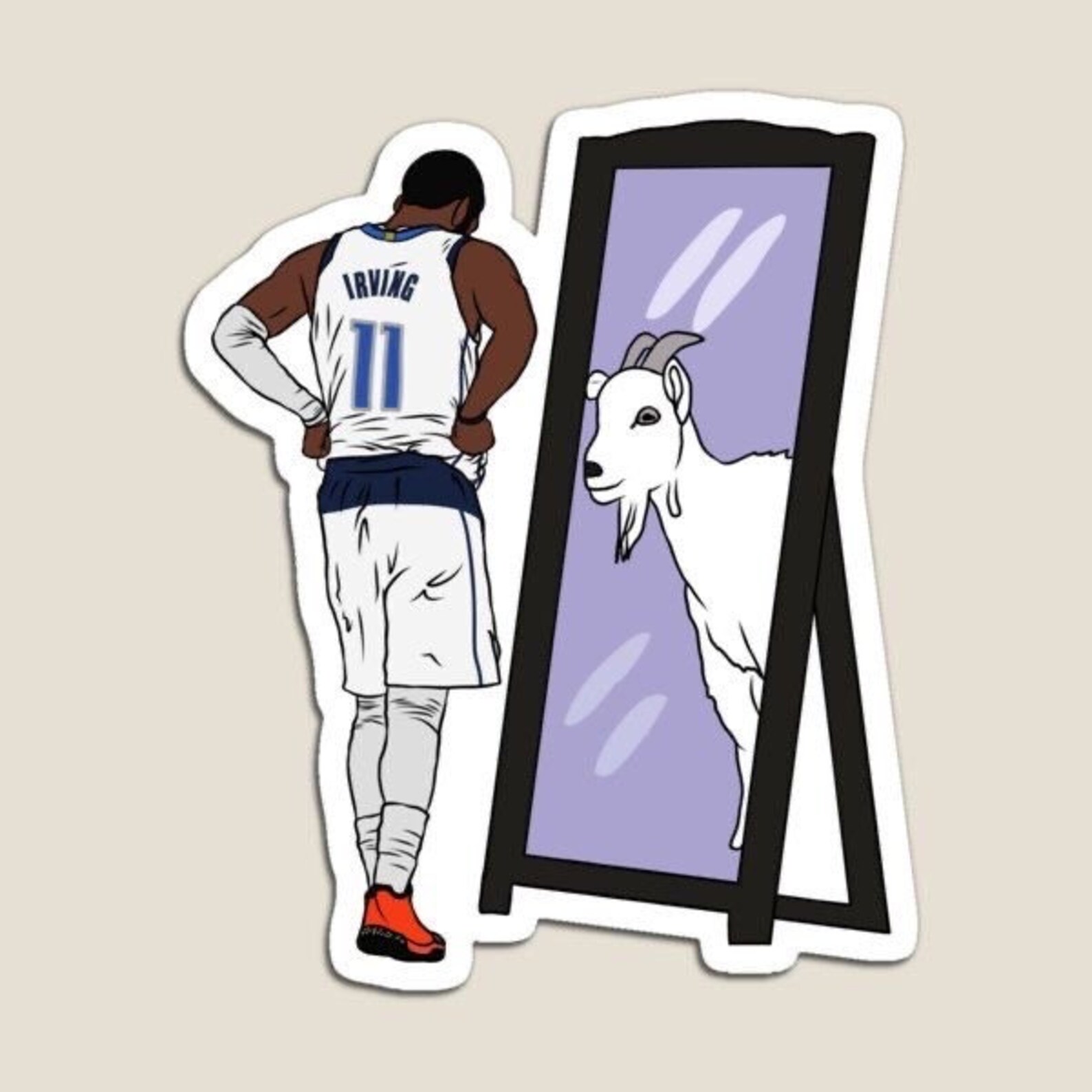 Kyrie Irving Mirror GOAT Dallas Glossy Sticker 3, Water Resistant ...
