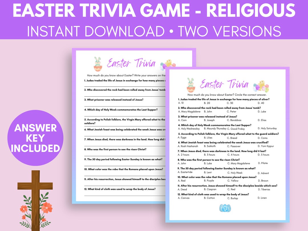 Religious Easter Trivia Game, Bible Trivia Game, Church Easter Activity ...