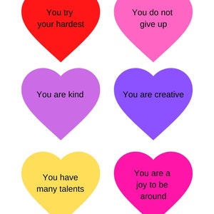 Printable Affirmation Hearts for Valentine's Day - 16 Ready Made and 2 ...