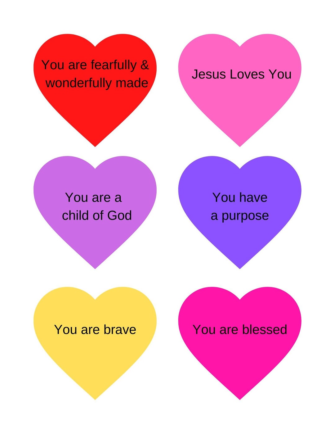 Printable Affirmation Hearts for Valentine's Day Featuring God's Love ...