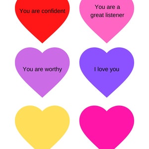 Printable Affirmation Hearts for Valentine's Day - 16 Ready Made and 2 ...