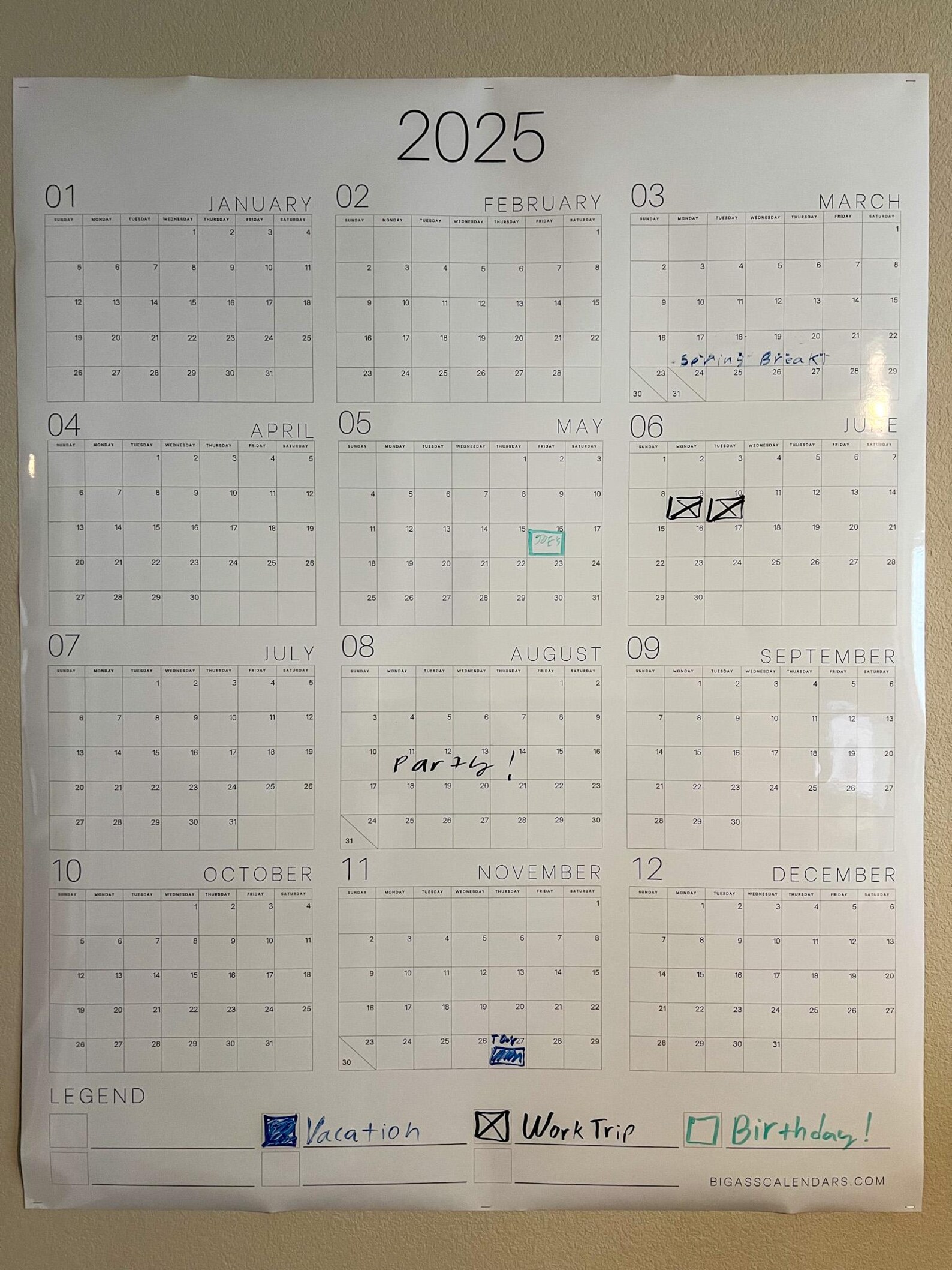 Massive Wall Calendar 2025 | Minimalist 4ft X 5ft Dry Erase Yearly ...