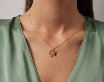 Double Initial Necklace Personalized Initial Necklace Custom Initial ...
