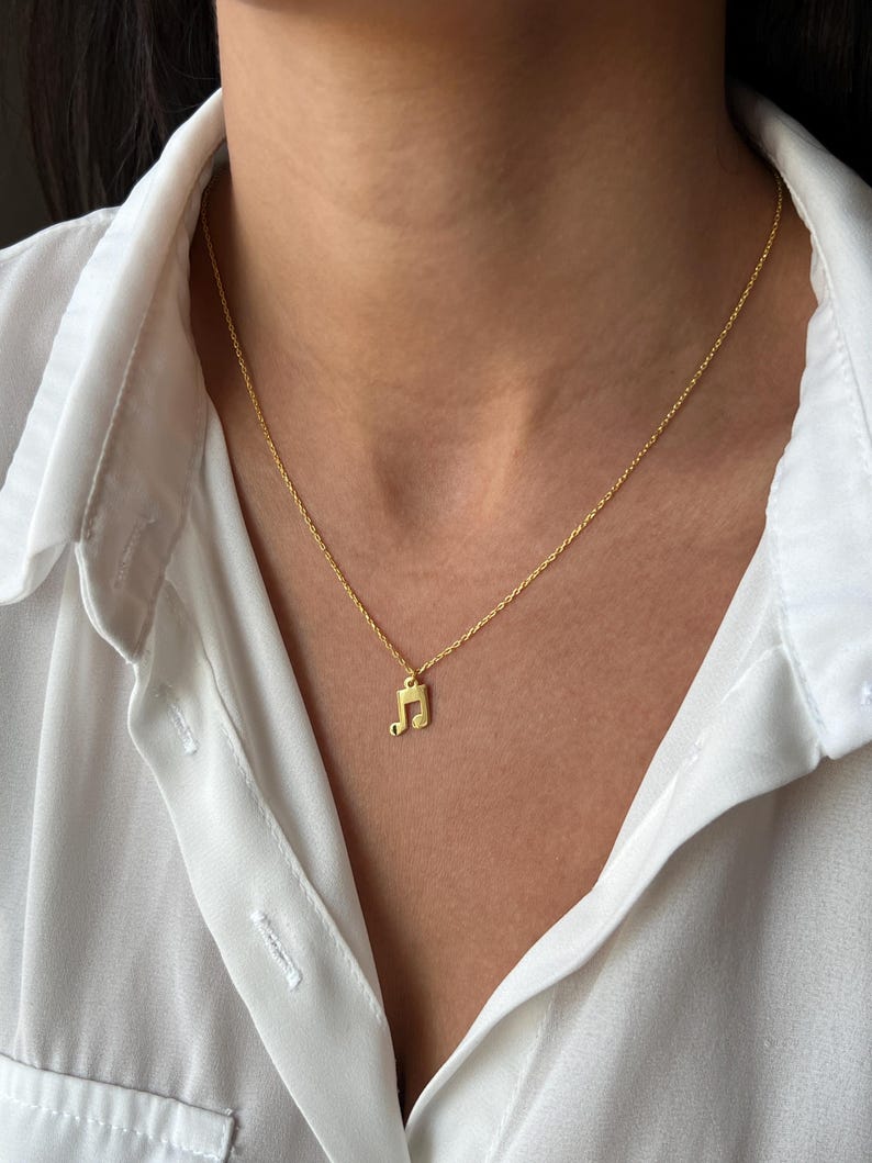 14K Gold Plated Music Note Necklace: Minimalist Jewelry Gift - Etsy