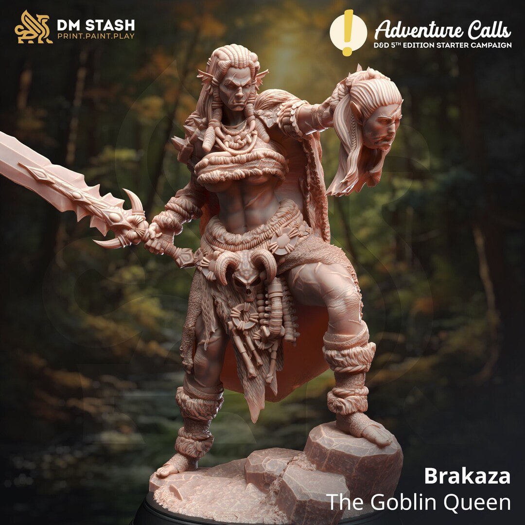 Brakaza, the Goblin Queen - 32mm Scale Miniature - TTRPG Minis - DM ...