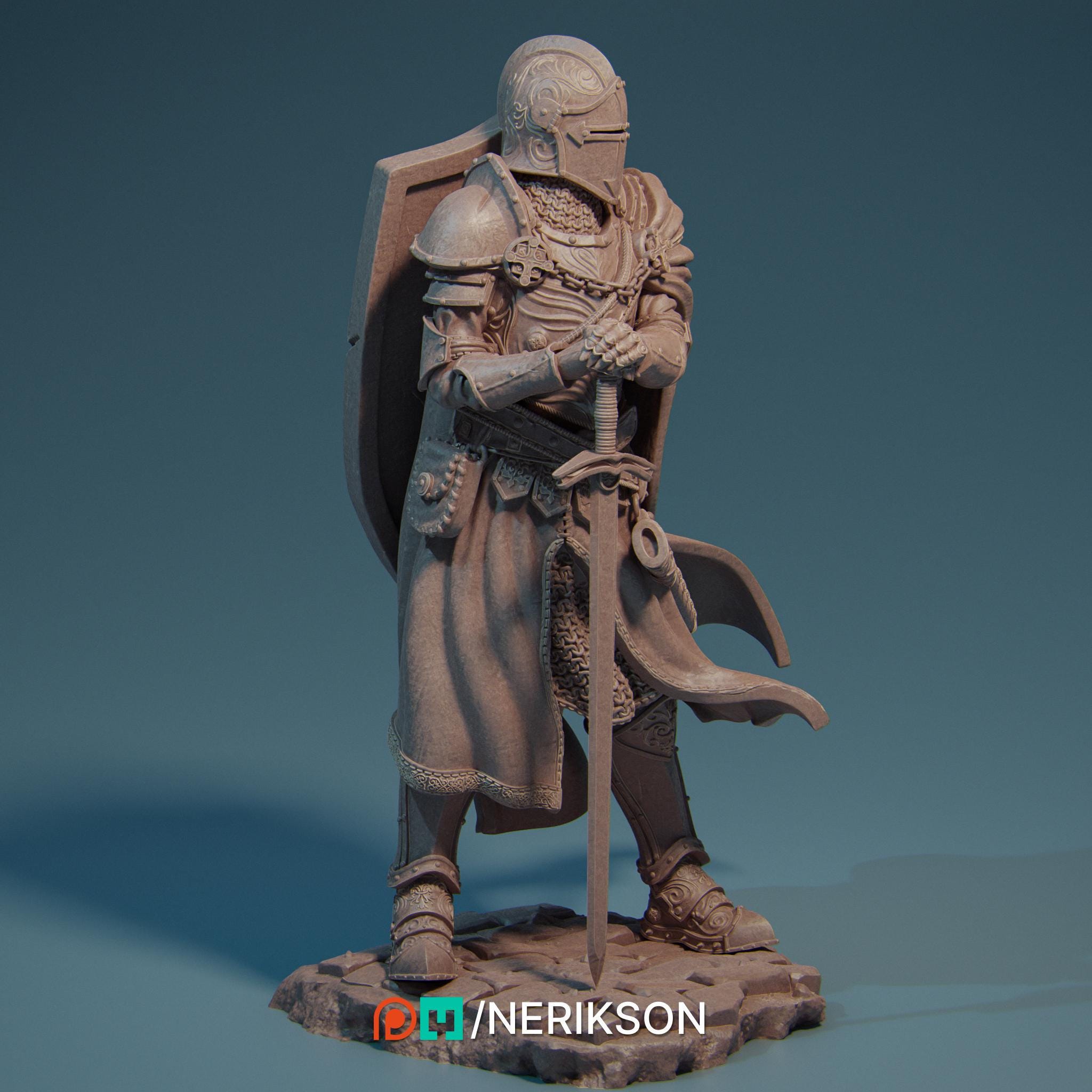 Human Knight Figure - Ivanhoe - 32mm 75mm Scale Unpainted Resin Mini ...