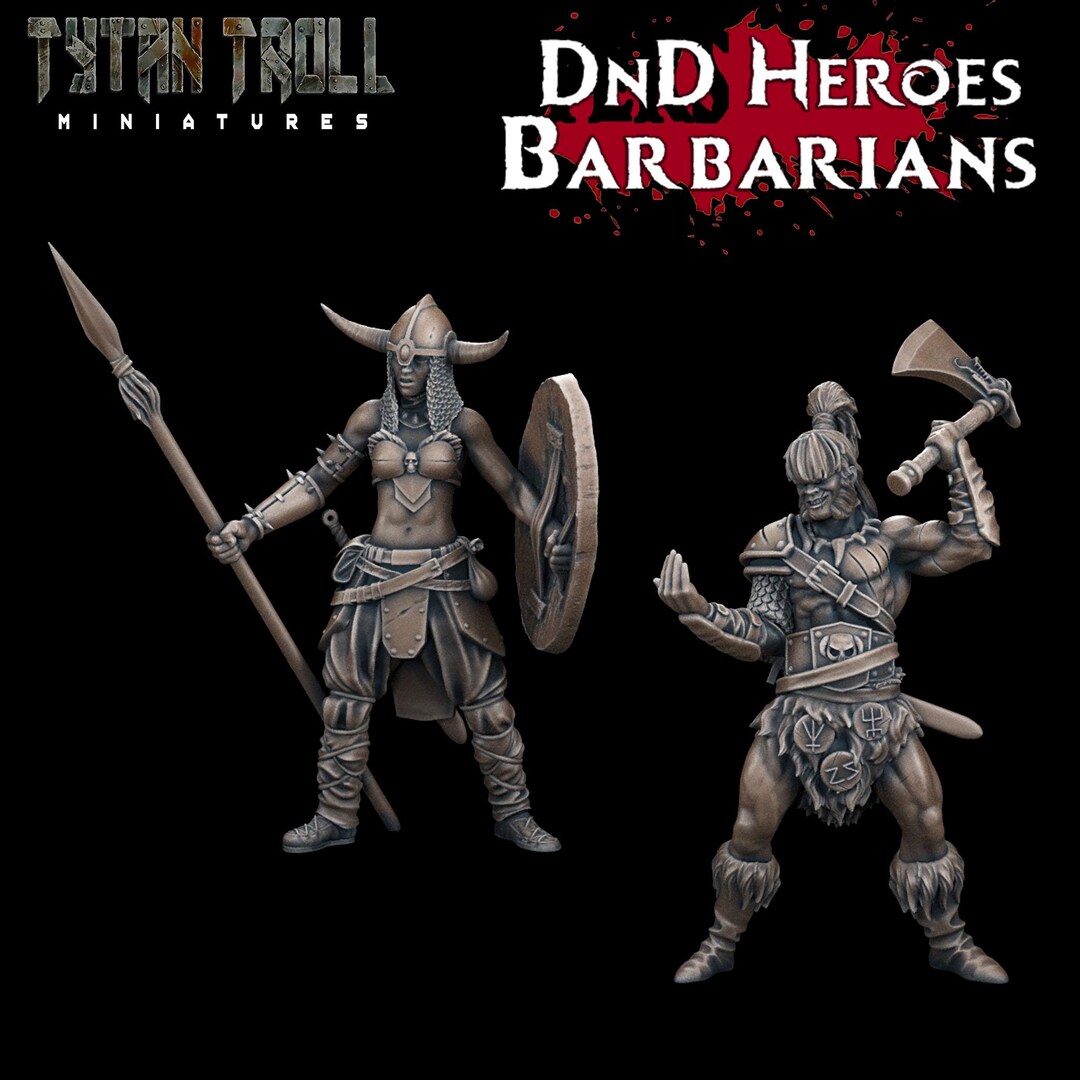 Human Barbarian Figures - 28mm 32mm Scale Unpainted Miniatures - Resin ...