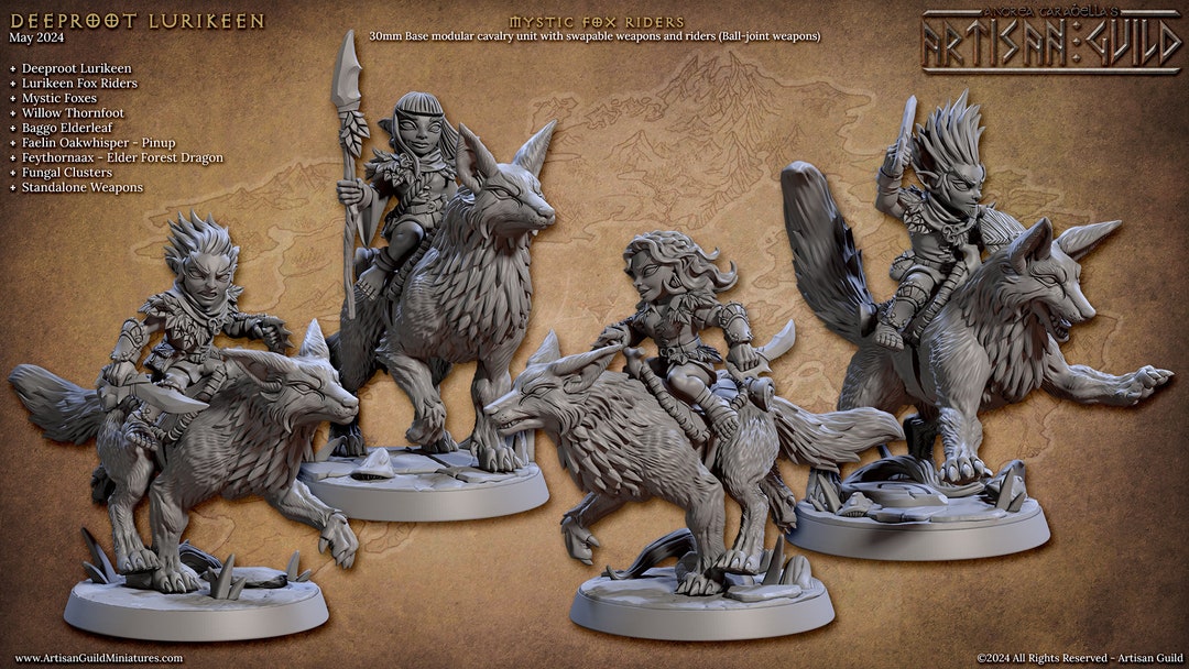 Mystic Fox Riders - 32mm Heroic Scale Minis - Artisan Guild - Tabletop ...