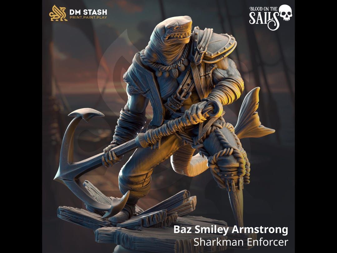 Baz Smiley Armstrong - Sharkman Enforcer Miniature: 28mm/32mm75mm Scale ...