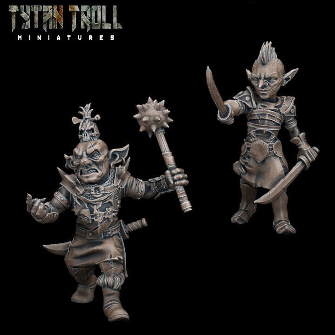Goblin Fighters - 32mm Scale Miniatures - Resin 3D Printed D&D Figures ...