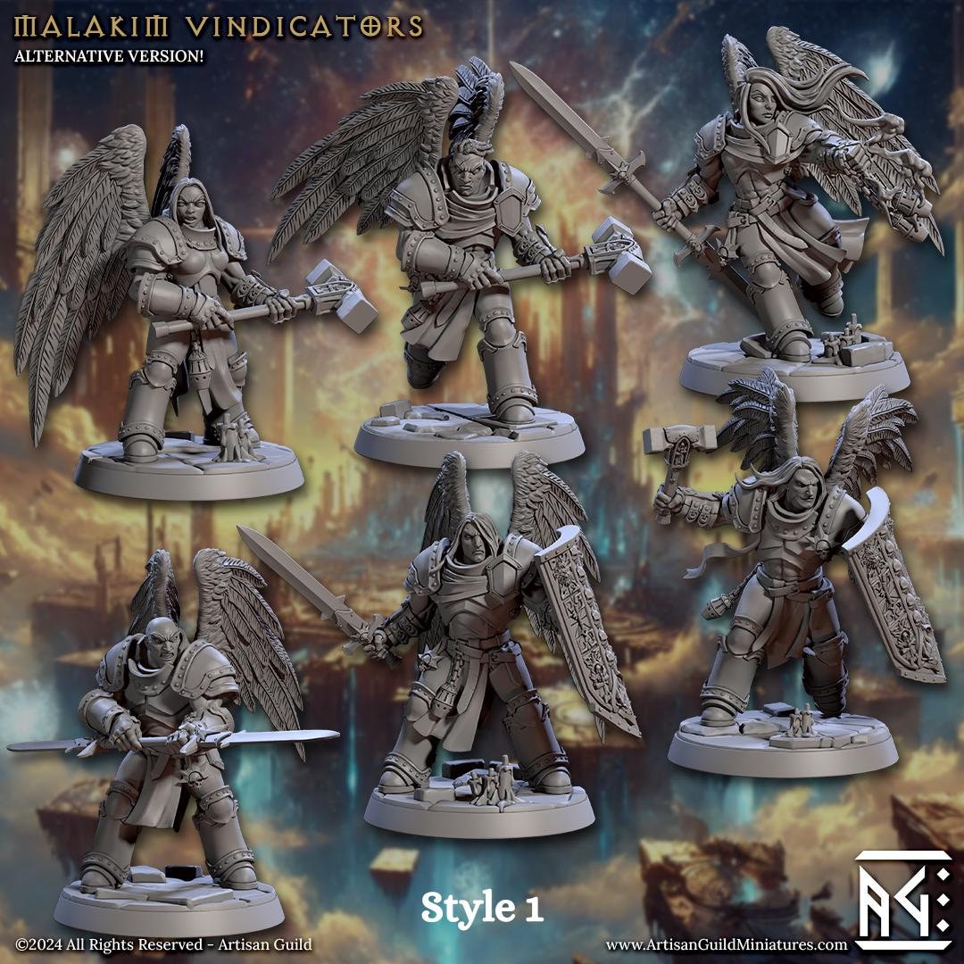 Angelic Knights - Malakim Vindicators - 32mm Heroic Scale Figures ...