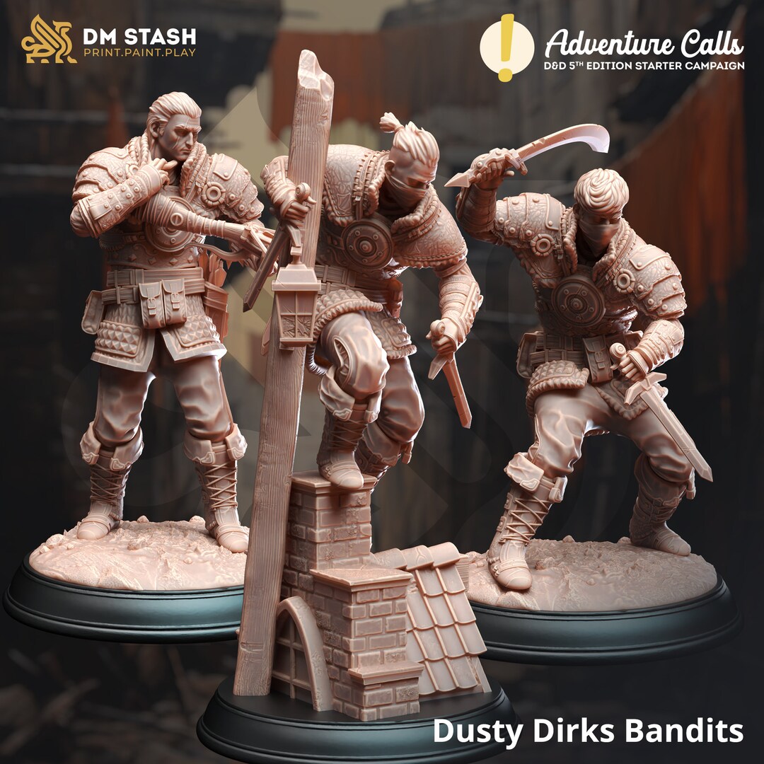 Dusty Dirks Bandits - 32mm Scale Miniature - TTRPG Minis - DM Stash ...