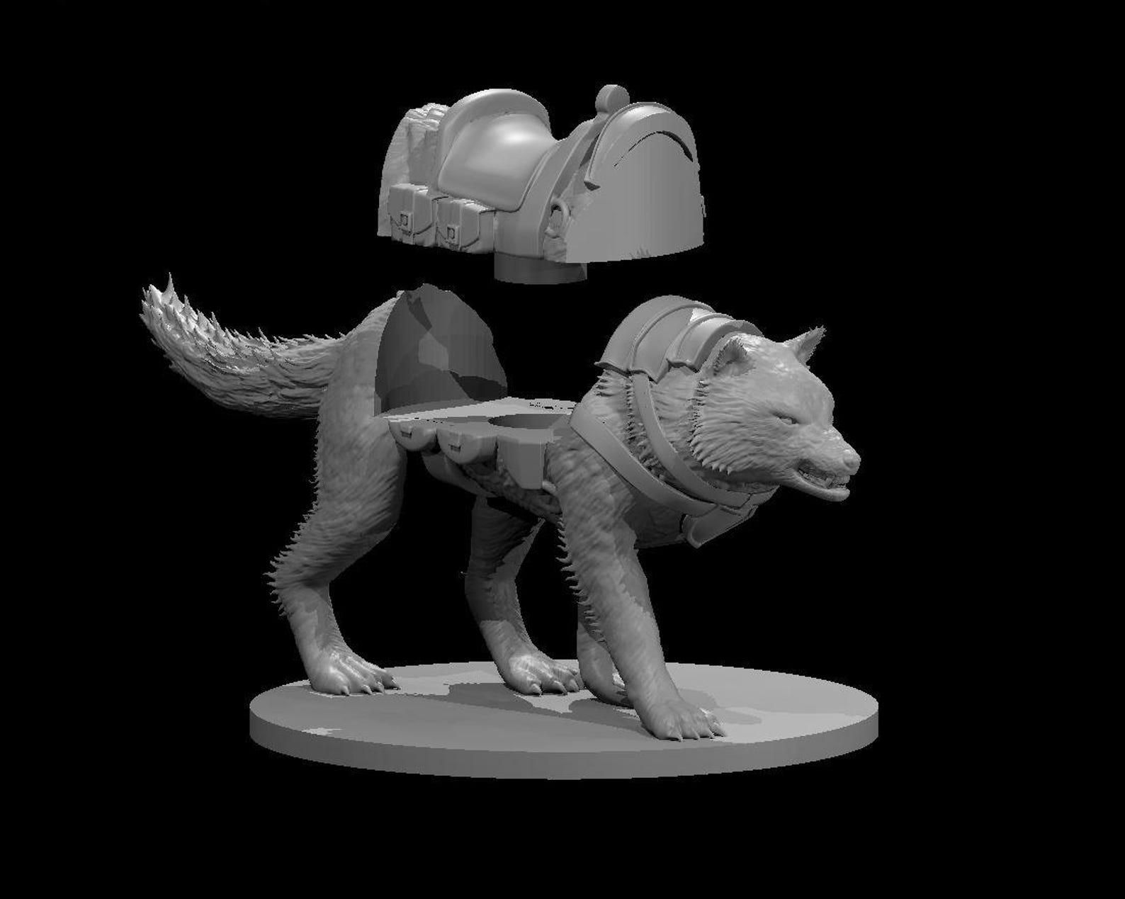 Dire Wolf Mount Figure - 28mm/32mm Scale Unpainted Resin Miniatures ...