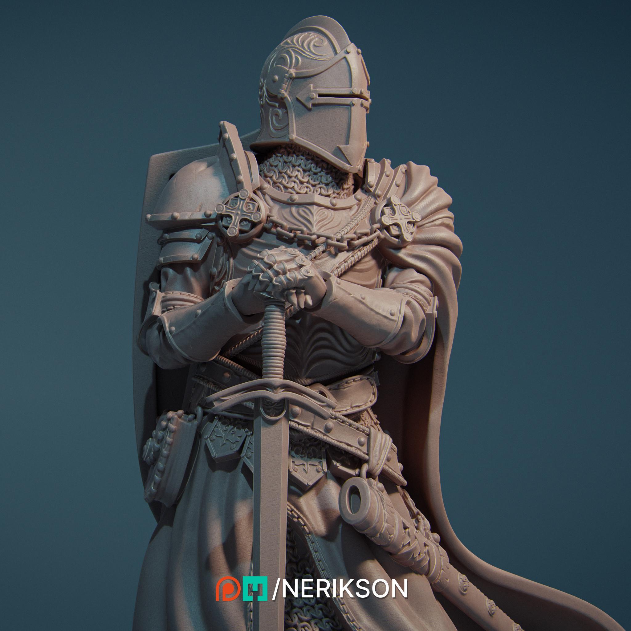 Human Knight Figure - Ivanhoe - 32mm 75mm Scale Unpainted Resin Mini ...