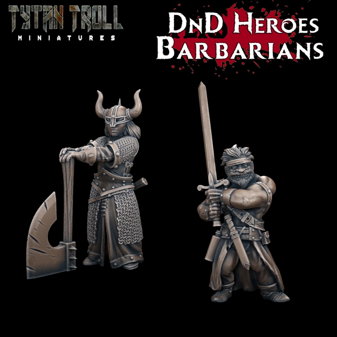 Dwarf Barbarian Figures - 28mm 32mm Scale Unpainted Miniatures - Resin ...