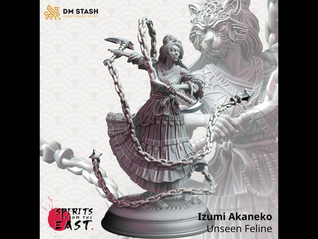 Izumi Akaneko, Unseen Feline Figure - Cat Samurai - 32mm 75mm Scale ...