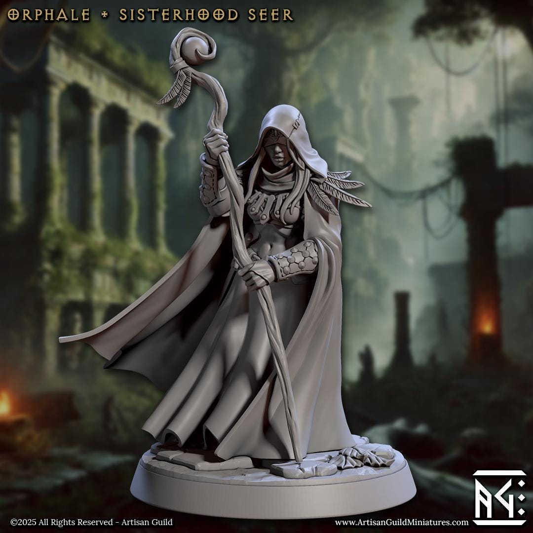 Human Seer Figure - Orphale - 28mm 32mm Heroic Scale Unpainted Minis ...
